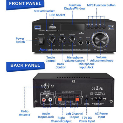 600W bluetooth Stereo Amplifier Amp HIFI Audio Radio 2CH USB AUX FM Car ...