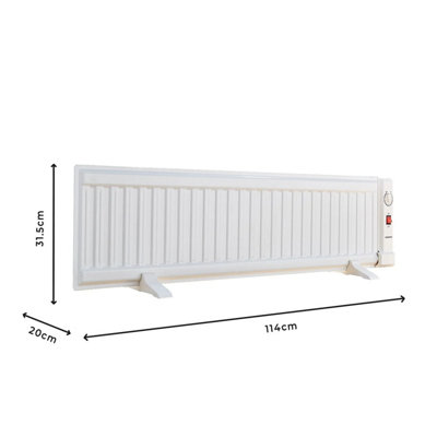600W Oil Filled Radiator, Low Level Slim Design with Thermostatic ...