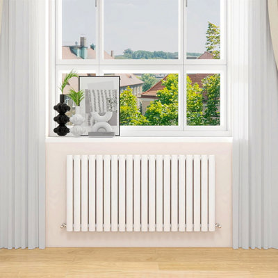 600x1180mm Horizontal Single Oval Column Designer Radiator White