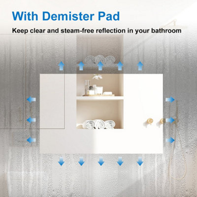 600x500mm Bathroom Mirror with Lights and Anti-fog Function, Touch ...
