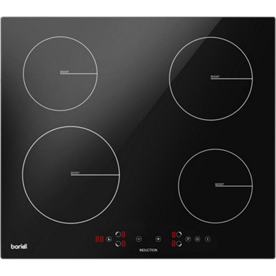 60cm 2800W 4 Zone Induction Cooktop - Black Glass Touch Control