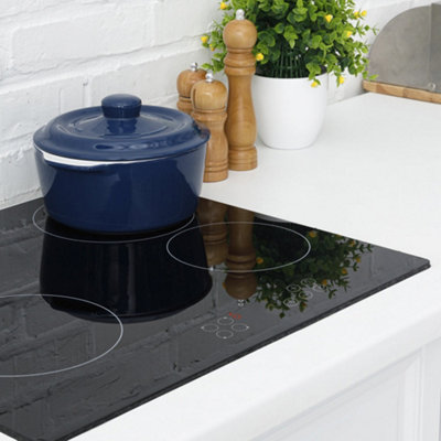 60cm 6000W 4 Zone Ceramic Electric Hob with Touch Control - Black Glass ...