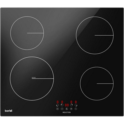 60cm 6800W 4 Zone Electric Induction Hob - Black Glass Touch Control ...