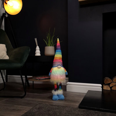 60cm Battery Operated Lit Standing Christmas Rainbow Gonk