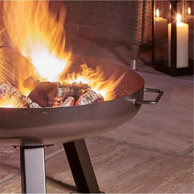 60cm Black Steel Fire Pit (2 Handles)