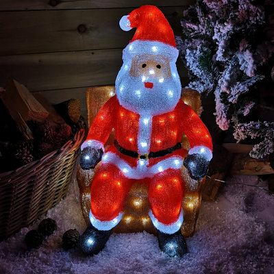 60cm Cool White 100 LED Christmas Light Up Outdoor Acrylic Sitting ...