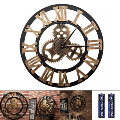 60CM Extra Large Roman Numerals Skeleton Wall Clock Giant Big Open Face ...