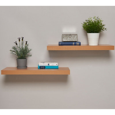 60cm Floating Shelves Oak Veneer Finish Supplied as a pack of 2 ...