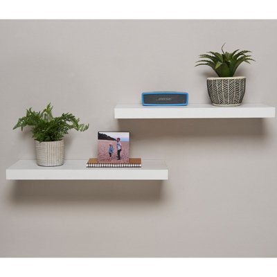 60cm Floating Shelves White Veneer Finish Supplied as a pack of 2 ...