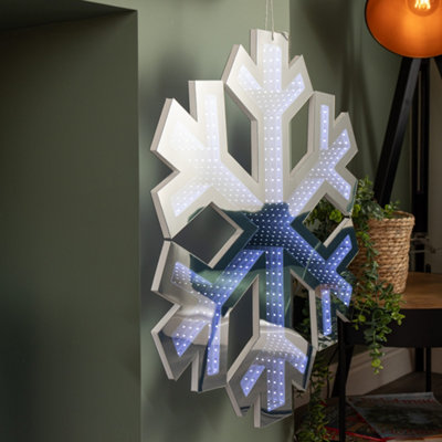 60cm Infinity Light up Hanging Snowflake Christmas Decoration with ...