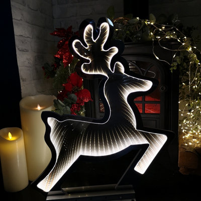 60cm Infinity Light up Leaping Reindeer Christmas Decoration with Ice ...