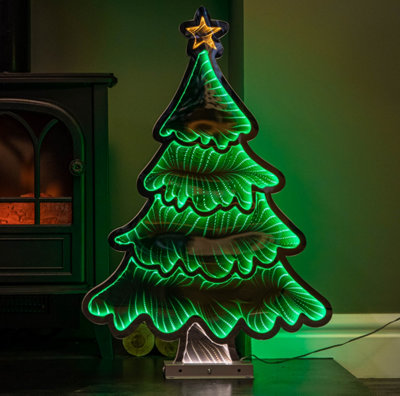 60CM INFINITY STANDING CHRISTMAS TREE ON METAL BASE WITH GREEN LEDS