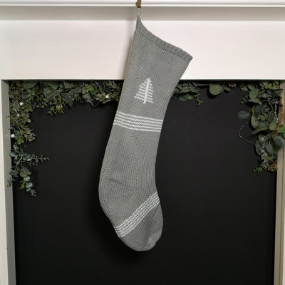 60cm Knitted Christmas Stocking Hanging Decoration with Christmas Tree ...