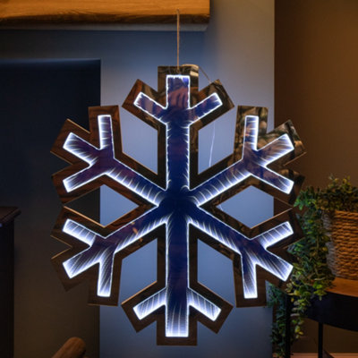 60cm LED Infinity Christmas Light Hanging Snowflake Decoration in ...