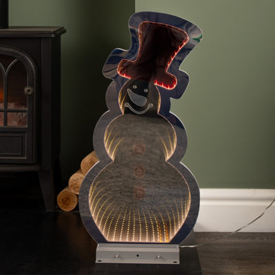 60cm LED Infinity Christmas Snowman Decoration with Metal Base in Ice ...