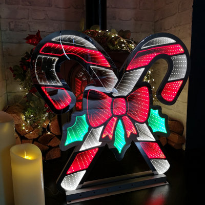 60cm LED Infinity Double Christmas Candy Canes Decoration with Metal ...