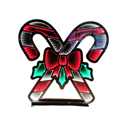 60cm LED Infinity Double Christmas Candy Canes Decoration with Metal ...