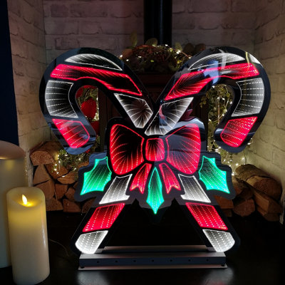 60cm LED Infinity Double Christmas Candy Canes Decoration with Metal ...