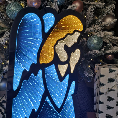 60cm LED Infinity Light Praying Angel Decoration with Wooden Base