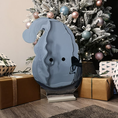 60cm LED Infinity Light Standing Santa Decoration with Wooden Base