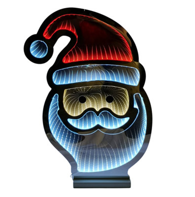 60cm LED Infinity Light Standing Santa Decoration with Wooden Base