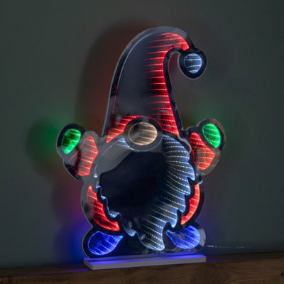 60cm Light up Christmas Gnome Infinity Light Decoration with Multi ...