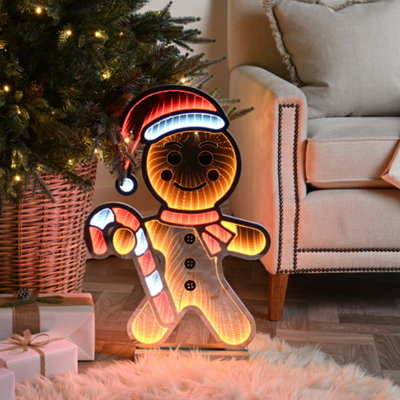 60cm Light up Gingerbread Man Infinity Christmas Decoration with LEDs