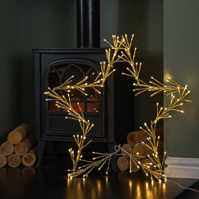 60CM LIGHT UP GOLD CHRISTMAS STAR WITH 150 STATIC AND FLASHING WARM ...
