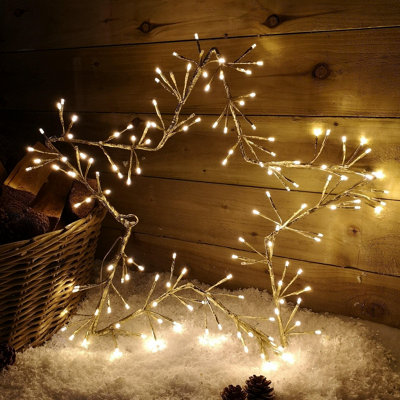 60CM LIGHT UP GOLD CHRISTMAS STAR WITH 150 STATIC AND FLASHING WARM ...