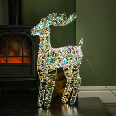 60cm Light up Iridescent Shimmer Christmas Reindeer with 720 Warm White ...