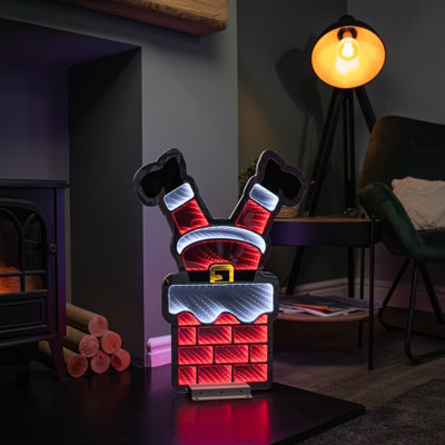 60cm Light up Santa's Leg in Chimney Christmas Infinity Decoration with ...