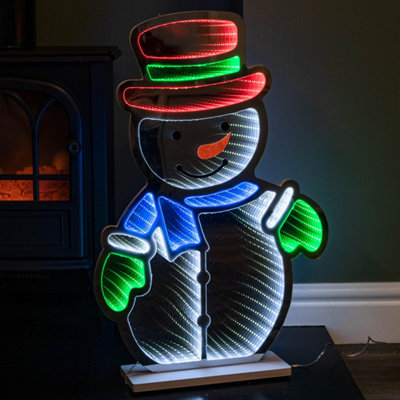 60cm Light up Snowman Infinity Christmas Decoration with Multi-Coloured ...