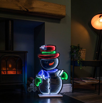 60cm Light up Snowman Infinity Christmas Decoration with Multi-Coloured ...