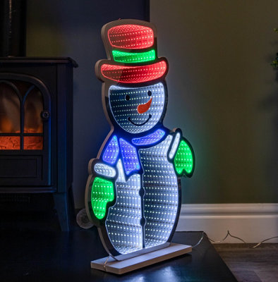 60cm Light up Snowman Infinity Christmas Decoration with Multi-Coloured ...