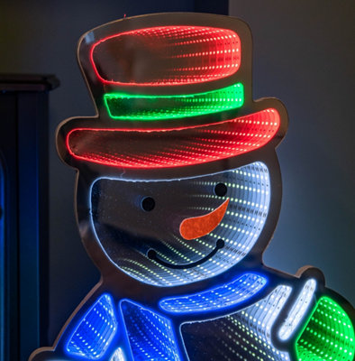 60cm Light up Snowman Infinity Christmas Decoration with Multi-Coloured ...