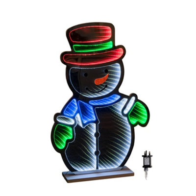 60cm Light up Snowman Infinity Christmas Decoration with Multi-Coloured ...