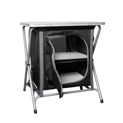 60cm Portable Foldable Camping Table or Cabinet in Black