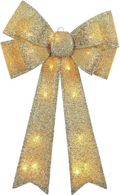 60cm Ribbon Bow Wreaths Outdoor Christmas Xmas LED Light - Door Tree ...