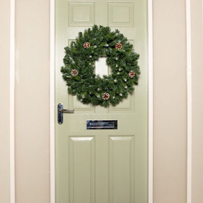 60cm Snow King Fir Hanging Christmas Wreath with Pinecones and 200 Tips ...