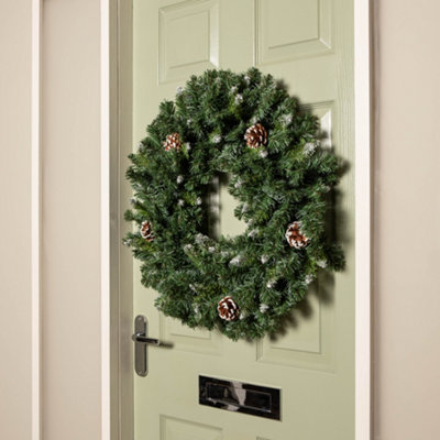 60cm Snow King Fir Hanging Christmas Wreath with Pinecones and 200 Tips ...