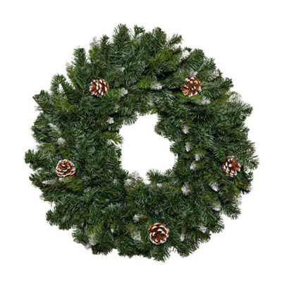 60cm Snow King Fir Hanging Christmas Wreath with Pinecones and 200 Tips ...