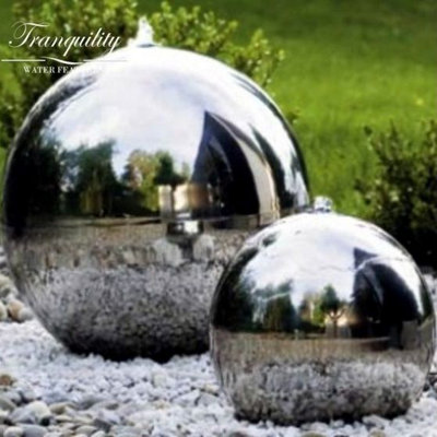 60cm Stainless Steel Sphere Modern Metal Solar Water Feature