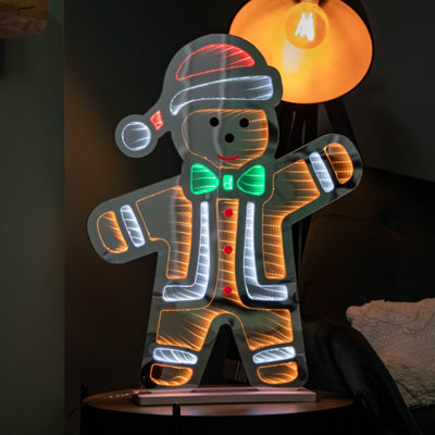 60cm Standing Christmas Gingerbread Man Infinity Decoration with Multi ...