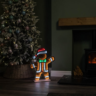 60cm Standing Christmas Gingerbread Man Infinity Decoration with Multi ...
