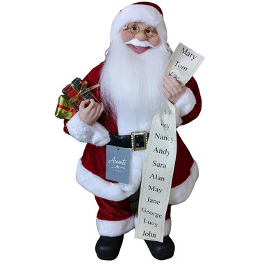60cm Standing Indoor Santa Claus or Father Christmas with List and ...