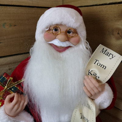 60cm Standing Indoor Santa Claus or Father Christmas with List and ...