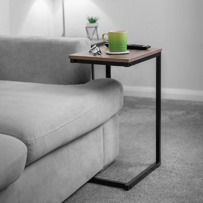 60CM TALL INDUSTRIAL C-SHAPED SOFA END TABLE BROWN