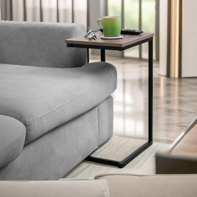 60CM Tall Industrial C-Shaped Sofa End Table Brown