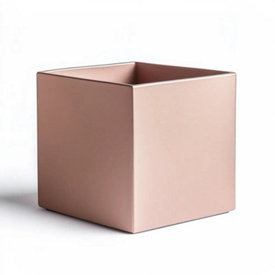 60cm Zinc Brushed Rose Gold Finish Square Planter