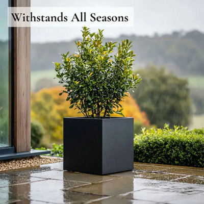 60cm Zinc Galvanised Matte Black Square Planter
